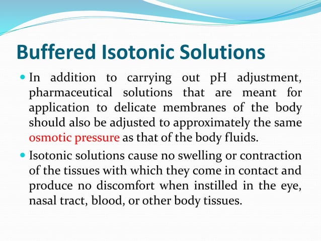 BufferpptxBuffer solutions freezing poin tonicity osmosis etc Isotonic hypotonic hypertonic | PPT