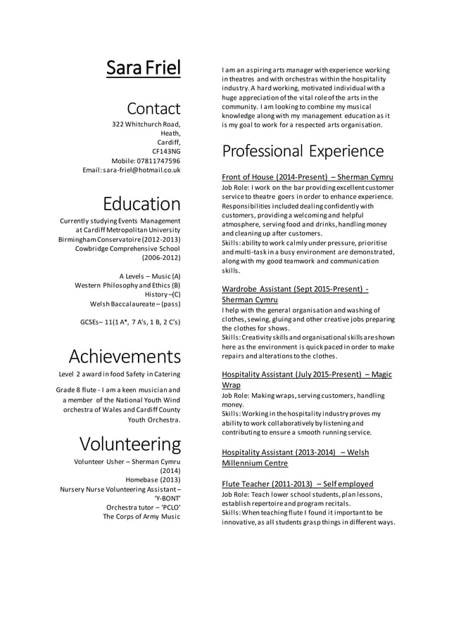 Sara Friel CV | PDF