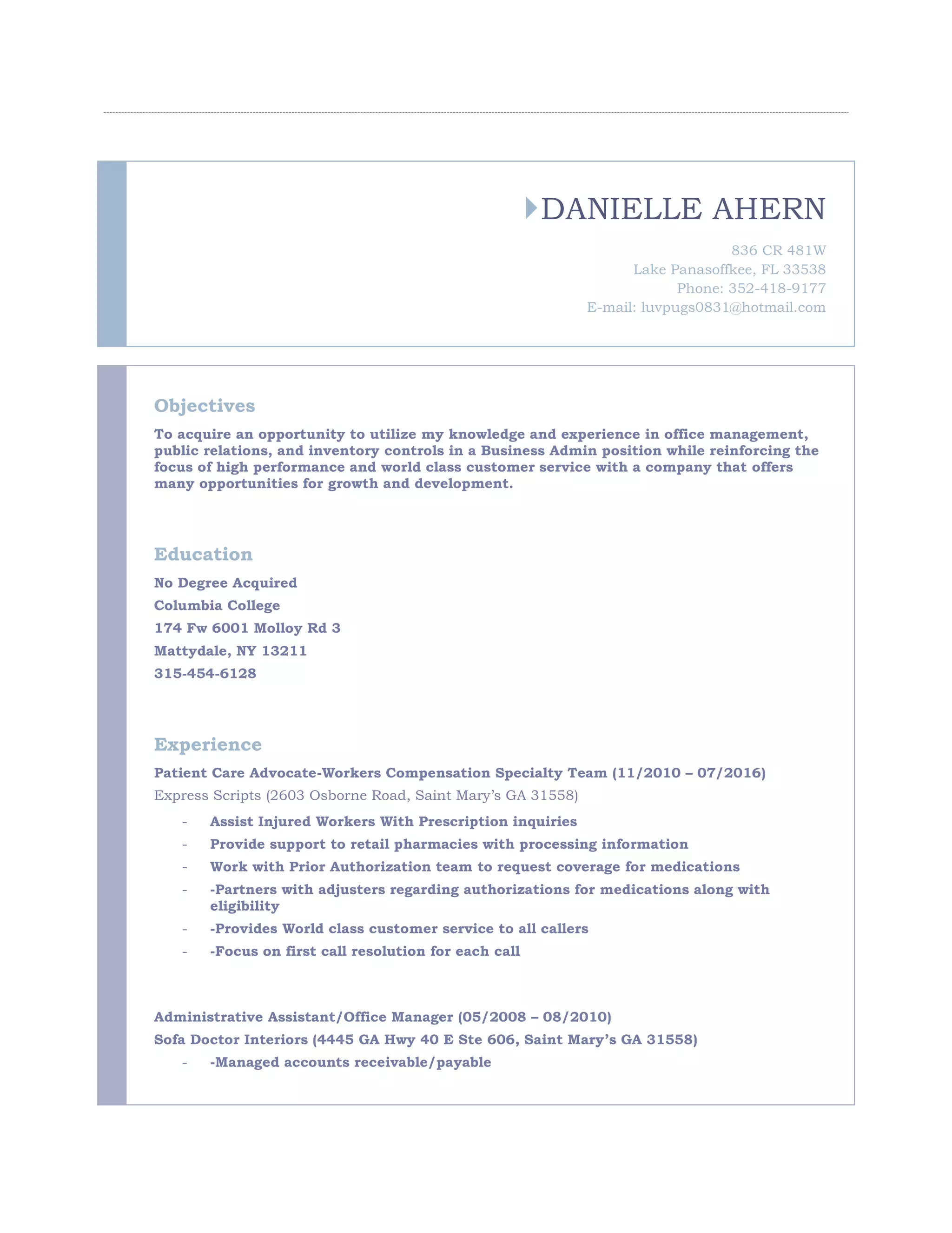 Dani's Admin Resume | PDF