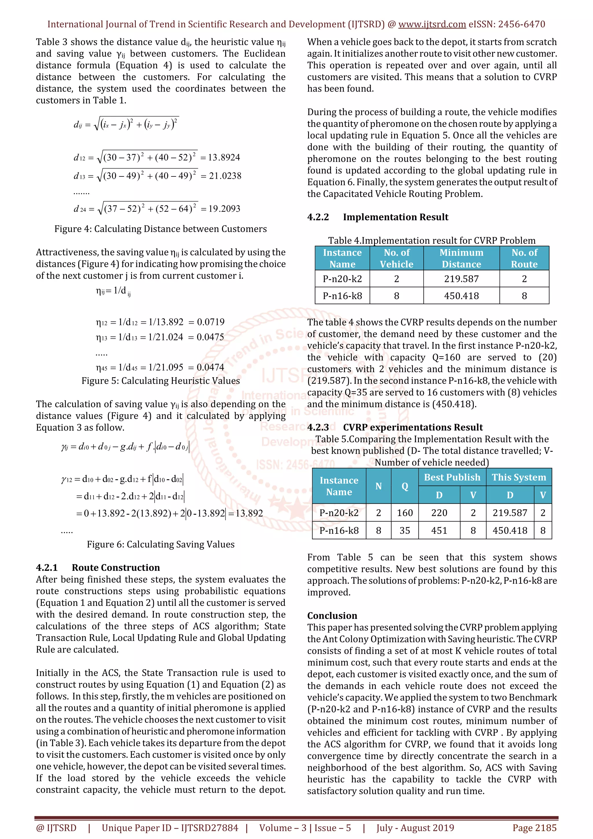 Ant Colony System with Saving Heuristic for Capacitated Vehicle Routing Problem | PDF