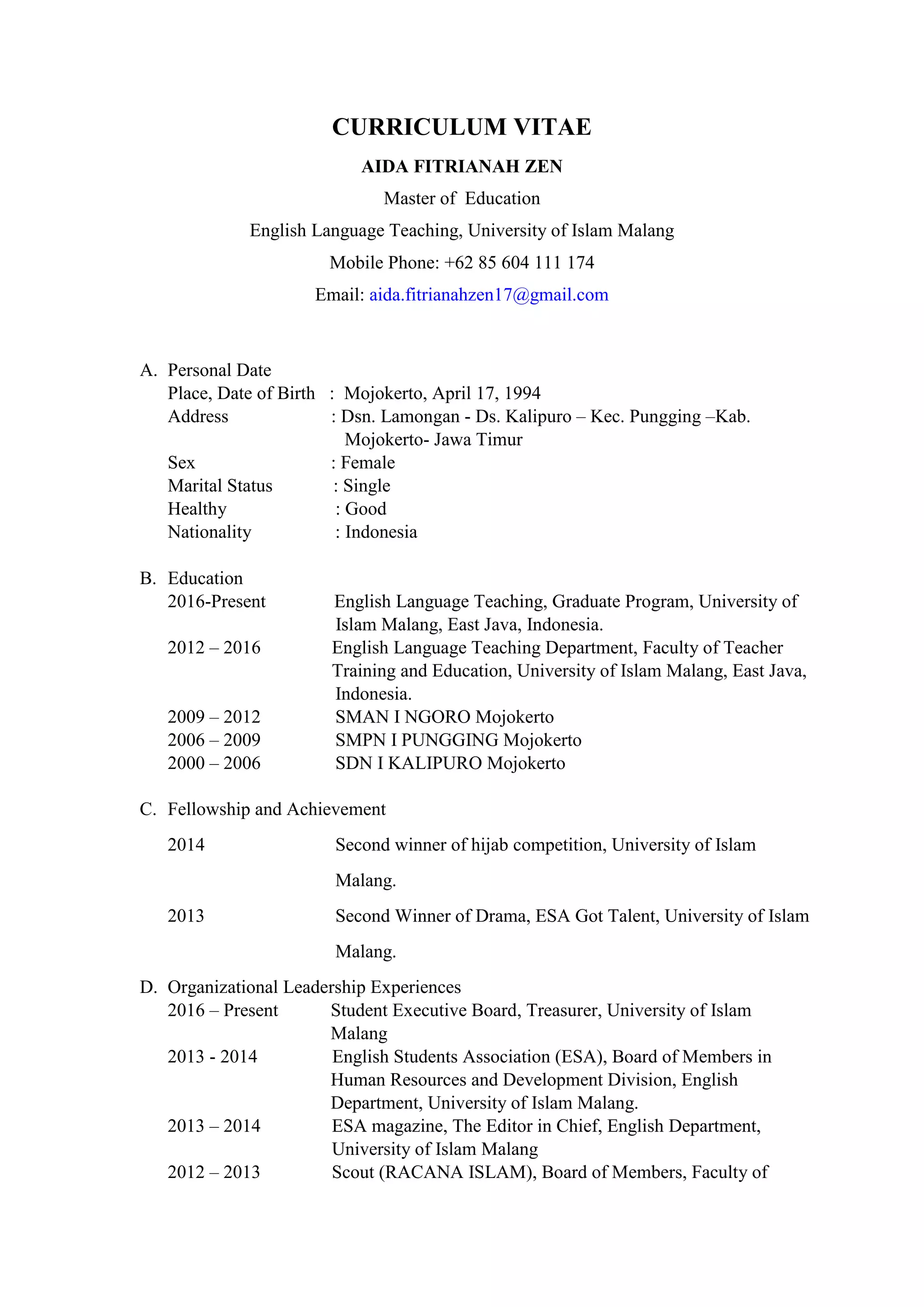 CURRICULUM VITAE aida | PDF