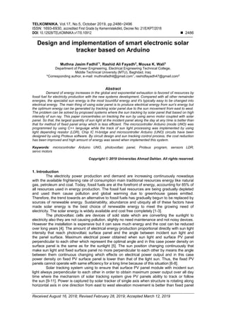 Design and implementation of smart electronic solar tracker based on Arduino | PDF