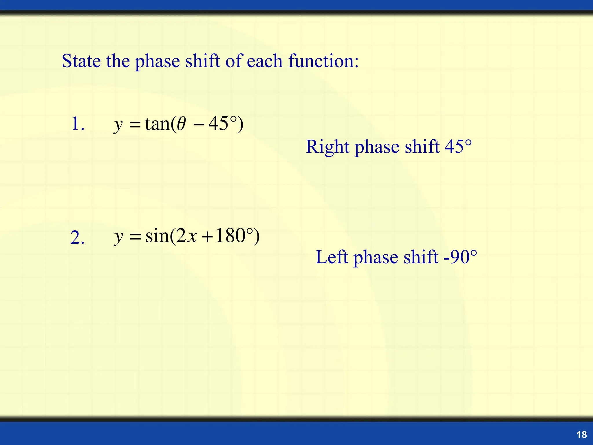 Phase shift and amplitude of trigonometric functions | PPT