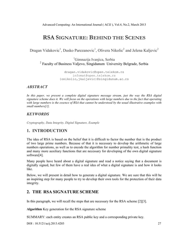 Rsa Signature: Behind The Scenes | PDF