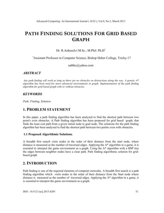 PATH FINDING SOLUTIONS FOR GRID BASED GRAPH | PDF