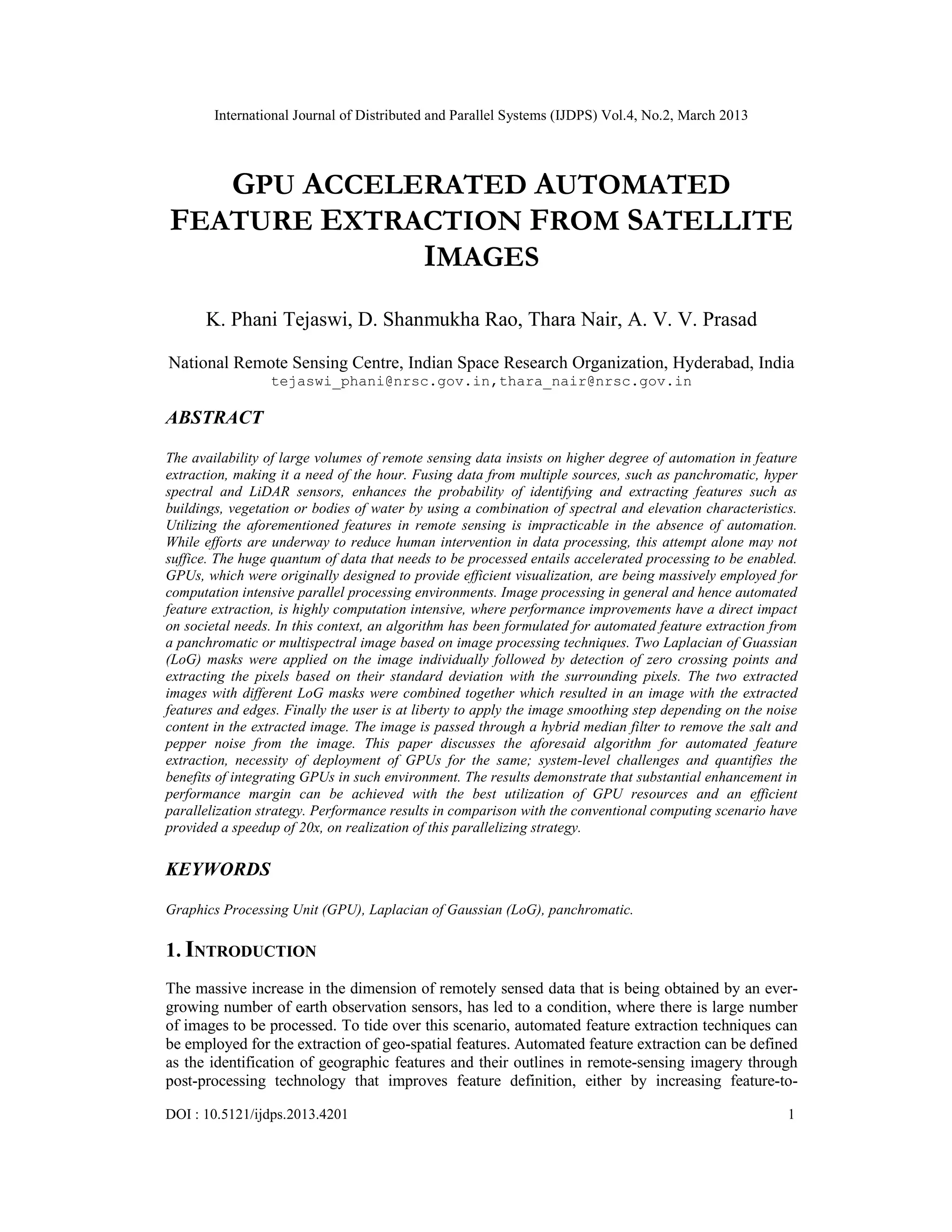 GPU ACCELERATED AUTOMATED FEATURE EXTRACTION FROM SATELLITE IMAGES | PDF