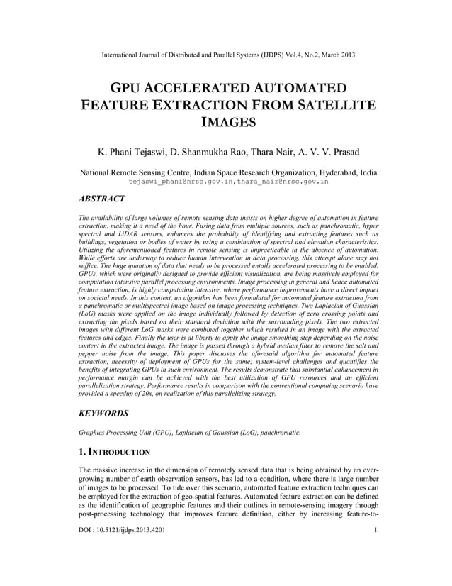 Gpu Accelerated Automated Feature Extraction From Satellite Images Pdf