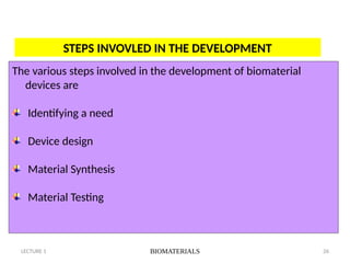 Presentation on Bio-Materials and their characteristics | PPTX
