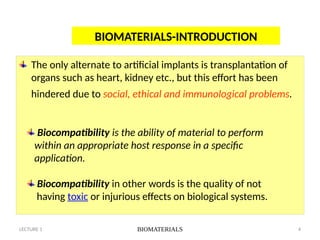 Presentation on Bio-Materials and their characteristics | PPTX