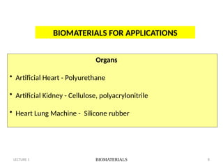 Presentation on Bio-Materials and their characteristics | PPTX