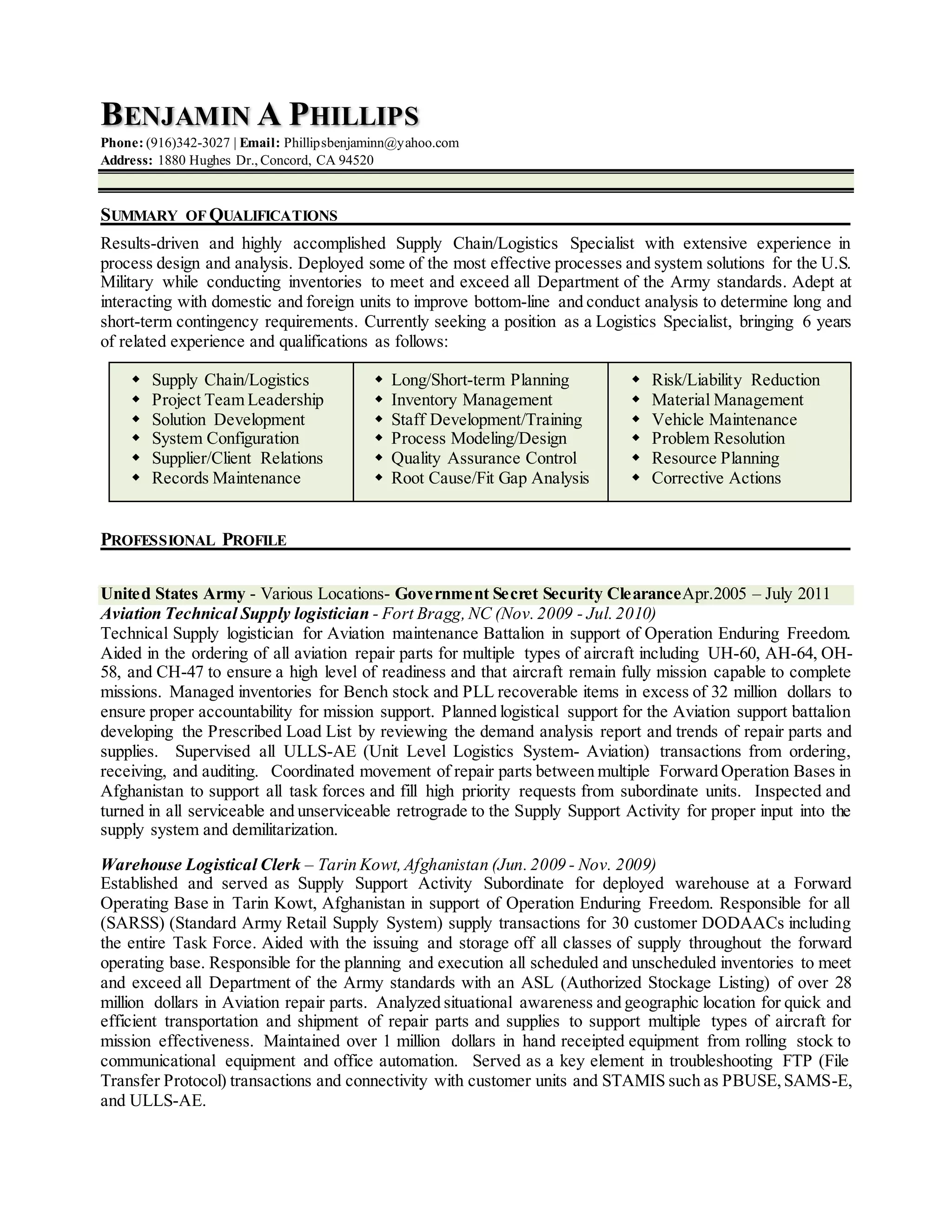 Benjamin A Phillips resume-1 | PDF