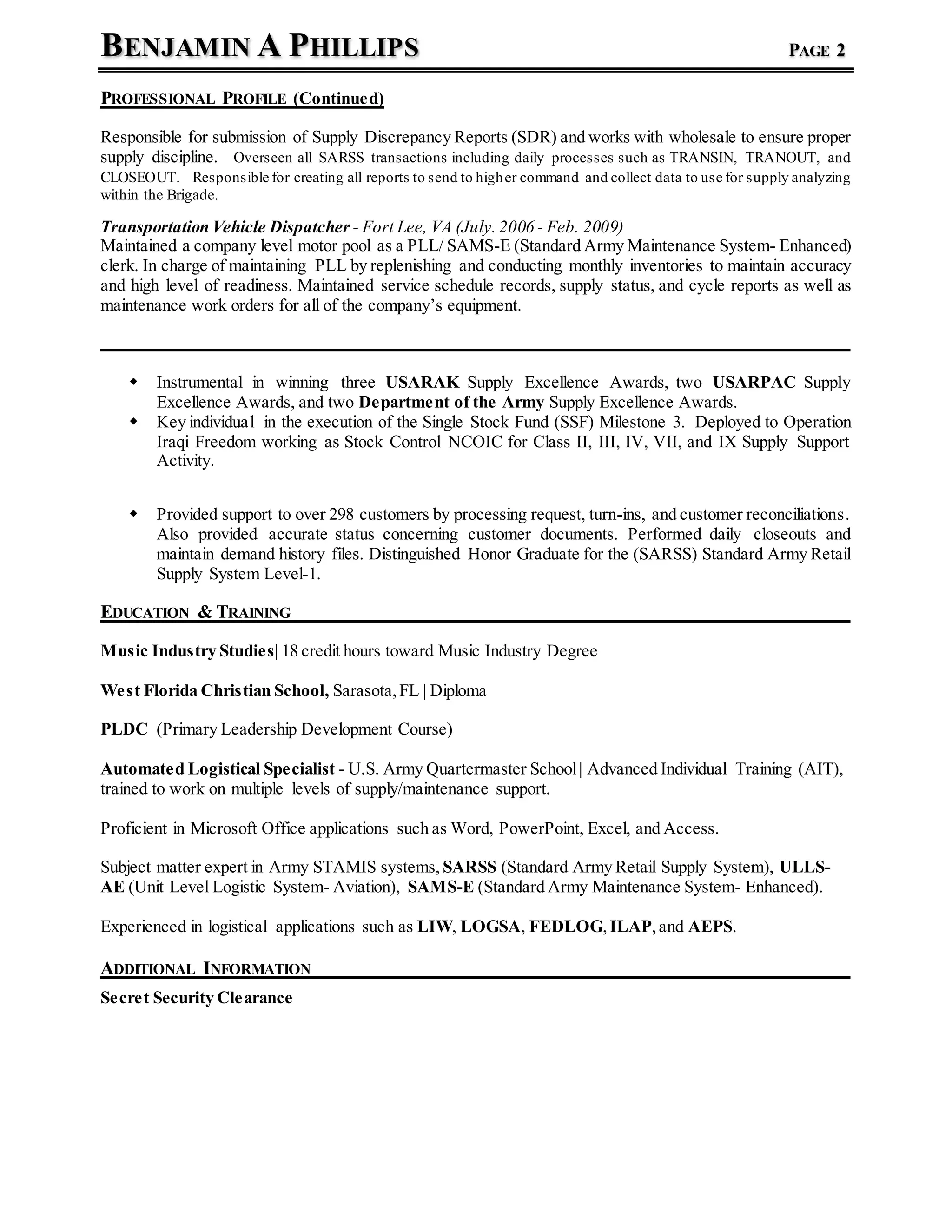 Benjamin A Phillips resume-1 | PDF