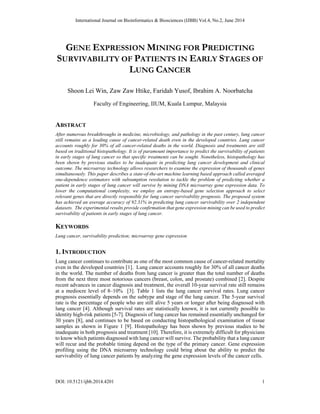 Gene Expression Mining for Predicting Survivability of Patients in Earlystages of Lung Cancer | PDF