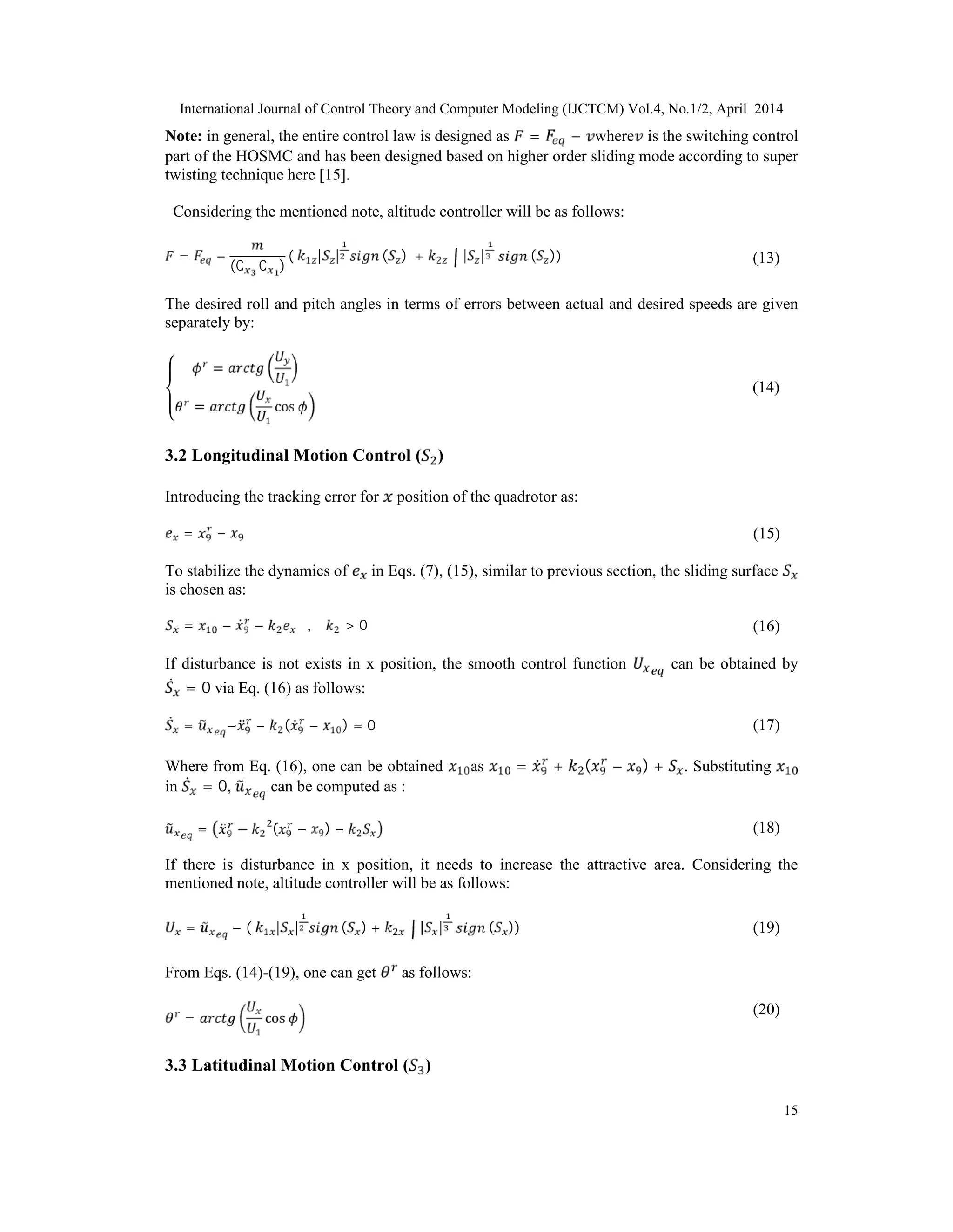 Robust Second Order Sliding Mode Control for A Quadrotor Considering Motor Dynamics | PDF