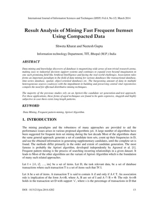Result Analysis of Mining Fast Frequent Itemset Using Compacted Data | PDF