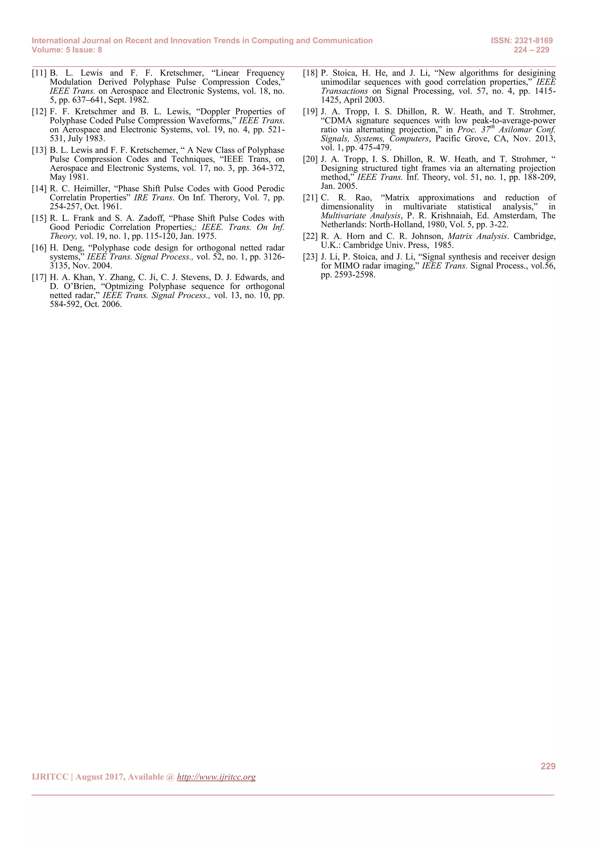 Performance Assessment of Polyphase Sequences Using Cyclic Algorithm | PDF | Chemistry | Science