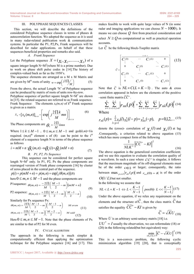 Performance Assessment of Polyphase Sequences Using Cyclic Algorithm | PDF | Chemistry | Science