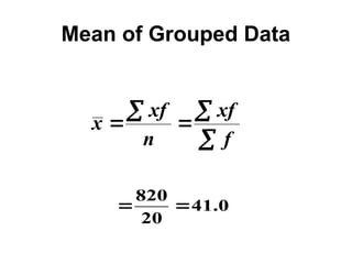 Mean and Standard Deviation of Grouped Data , Powerpoint presentation ...