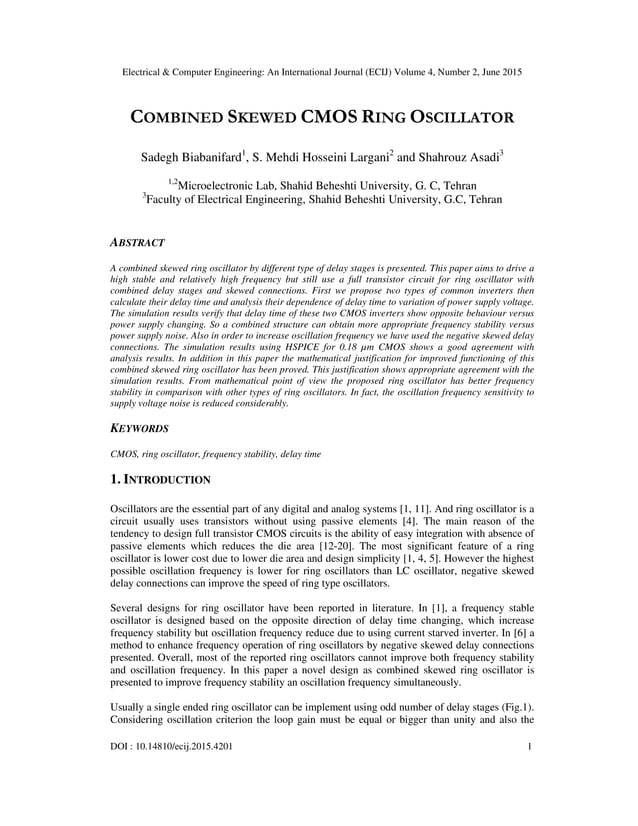 COMBINED SKEWED CMOS RING OSCILLATOR | PDF