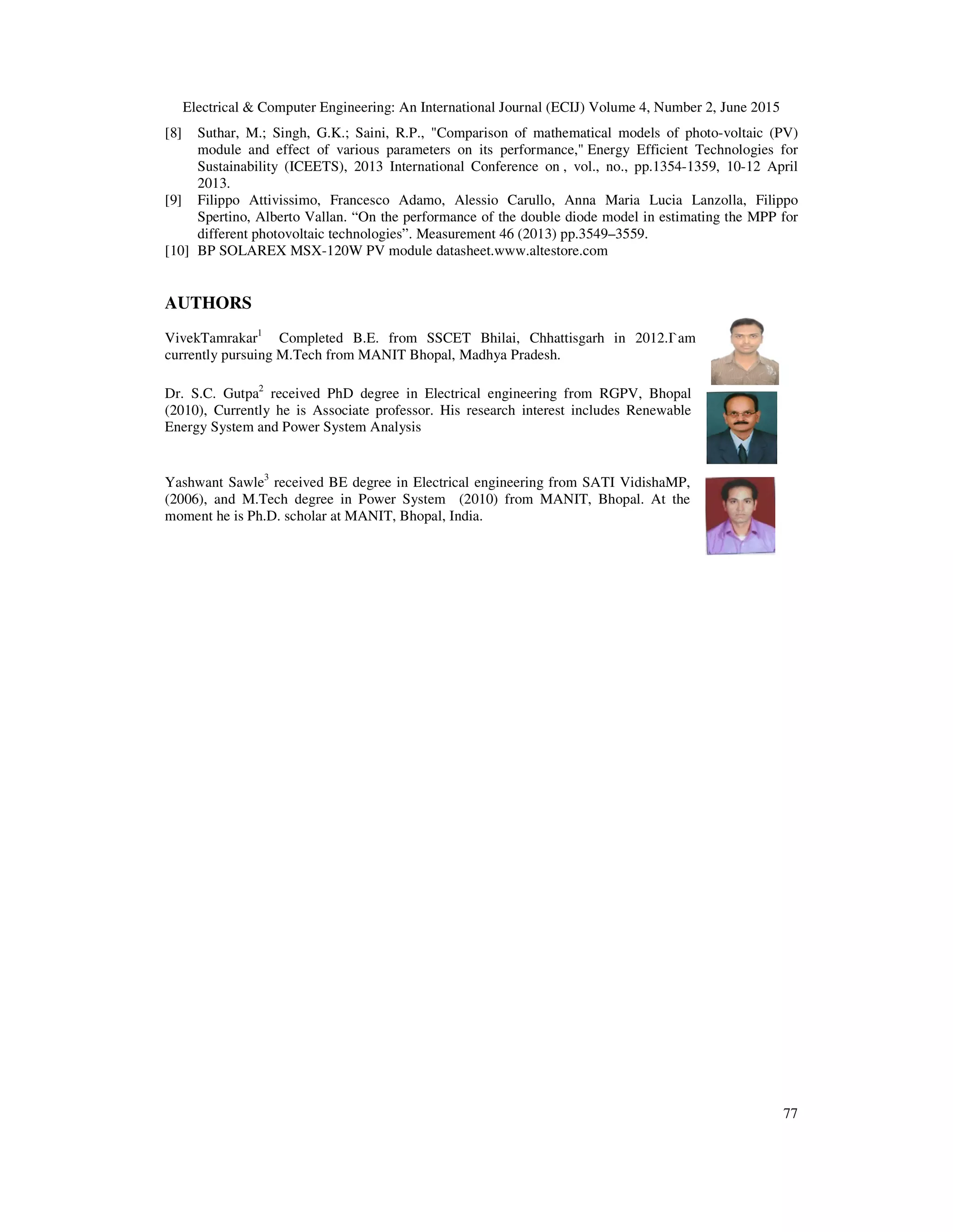 SINGLE-DIODE AND TWO-DIODE PV CELL MODELING USING MATLAB FOR STUDYING ...