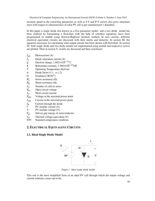 SINGLE-DIODE AND TWO-DIODE PV CELL MODELING USING MATLAB FOR STUDYING CHARACTERISTICS OF SOLAR ...