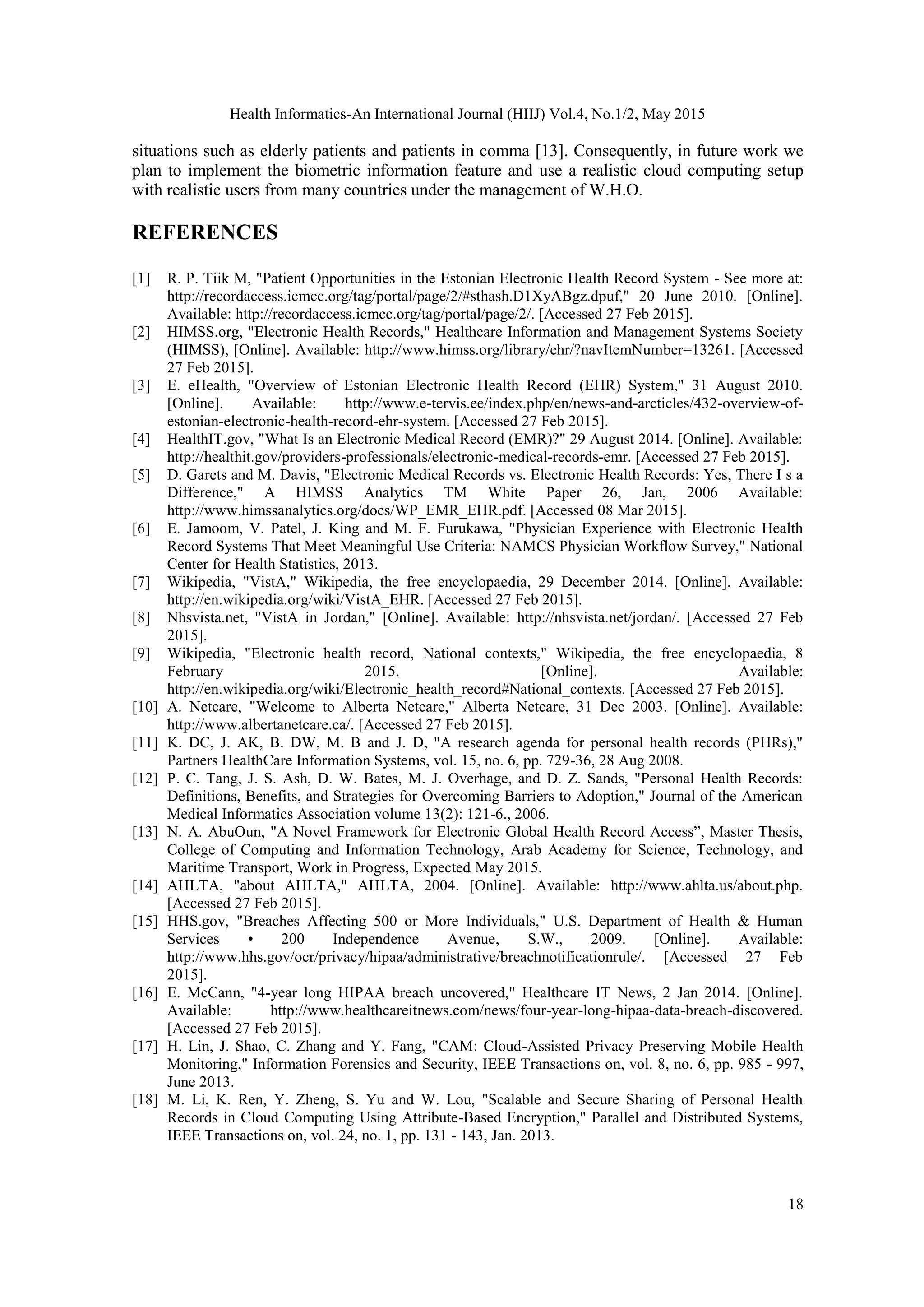 A NOVEL FRAMEWORK FOR ELECTRONIC GLOBAL HEALTH RECORD ACCESS | PDF