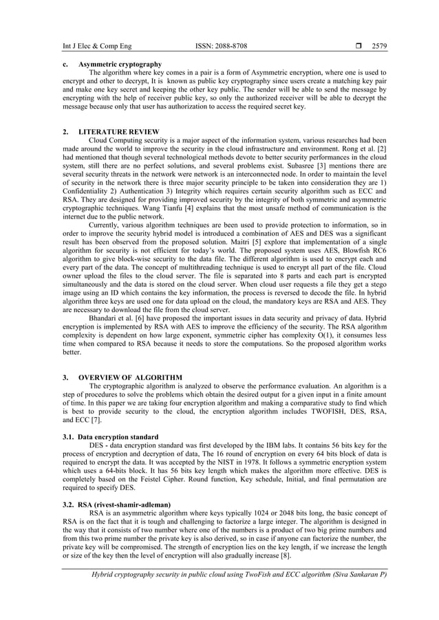 Hybrid Cryptography security in public cloud using TwoFish and ECC algorithm | PDF