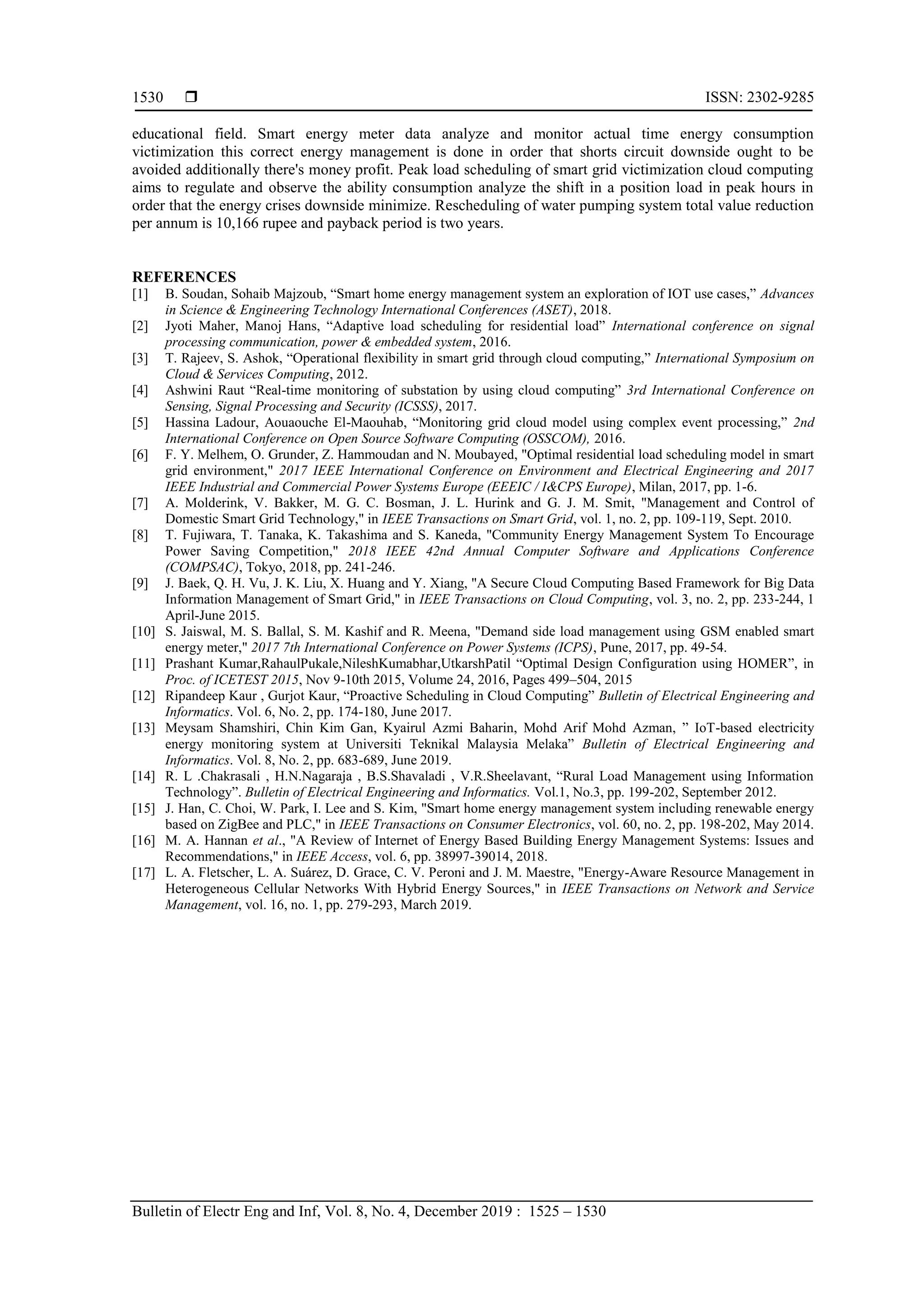 Peak load scheduling in smart grid using cloud computing | PDF