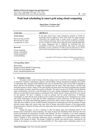 Peak load scheduling in smart grid using cloud computing | PDF
