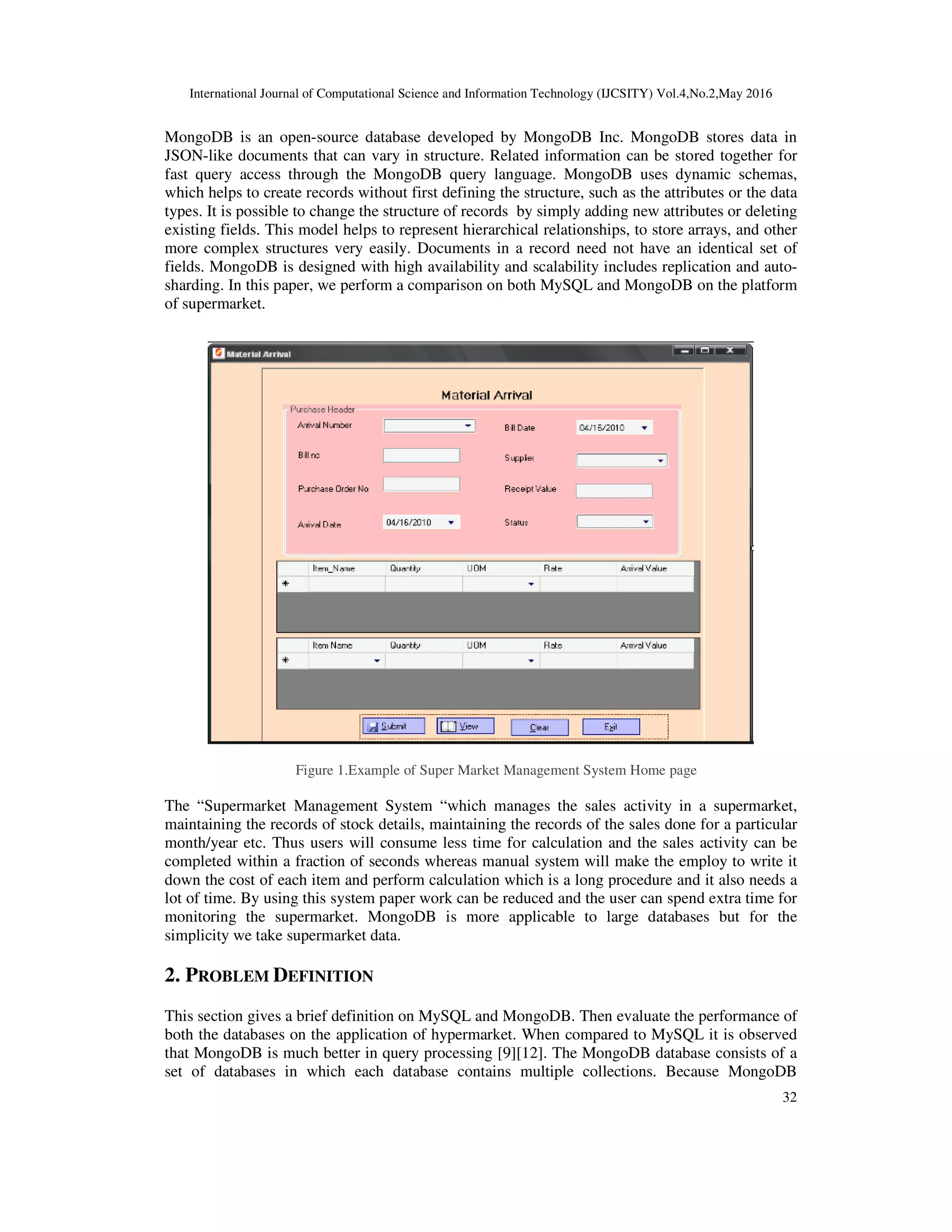 MONGODB VS MYSQL: A COMPARATIVE STUDY OF PERFORMANCE IN SUPER MARKET ...