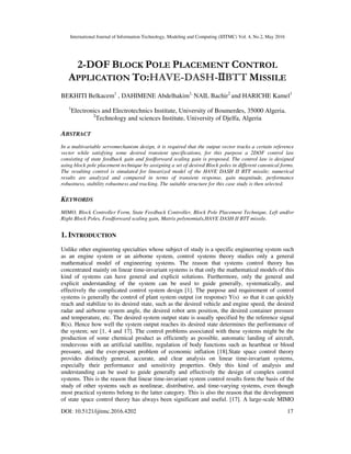 2-DOF Block Pole Placement Control Application To: Have-DASH-IIBITT Missile | PDF