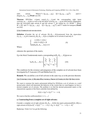 2-DOF Block Pole Placement Control Application To: Have-DASH-IIBITT ...