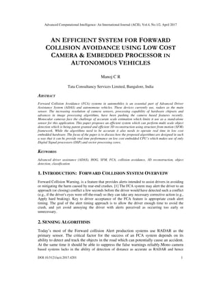 An Efficient System for Forward Collison Avoidance Using Low Cost ...