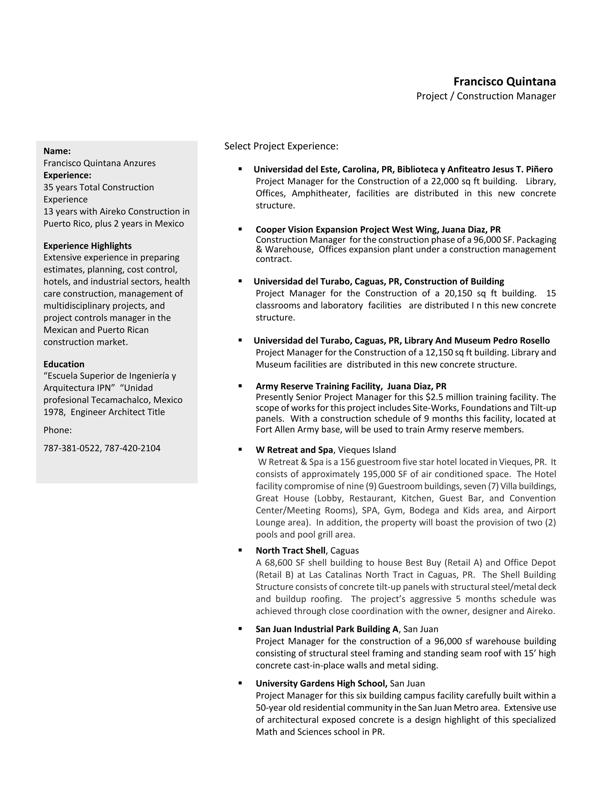 Francisco Quintana Resume | PDF