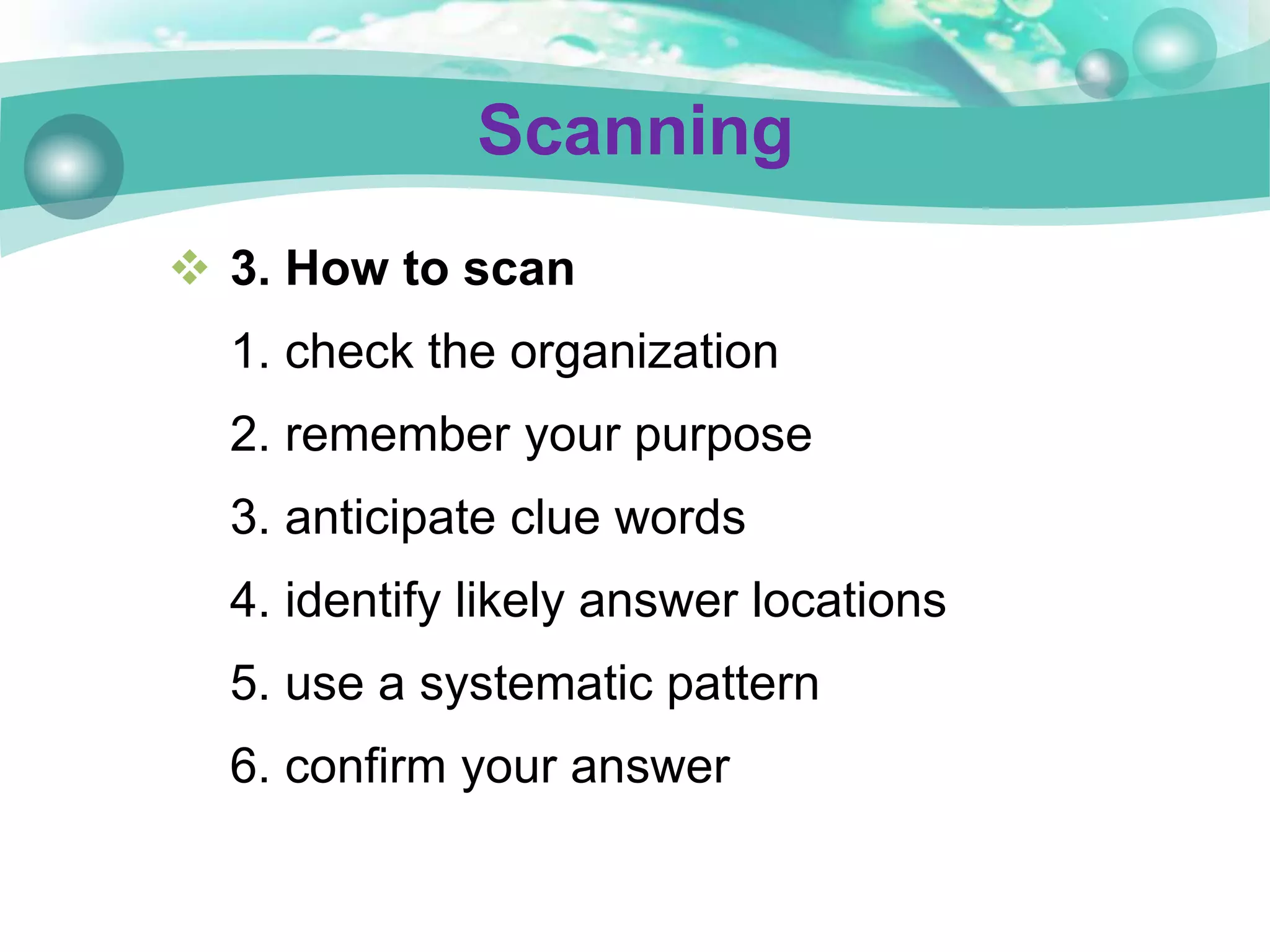 skimming and scanning | PPT