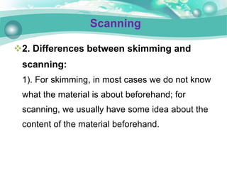 skimming and scanning | PPT