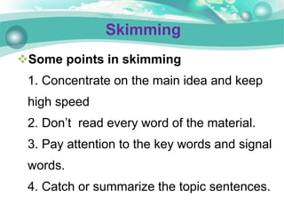 skimming and scanning | PPT
