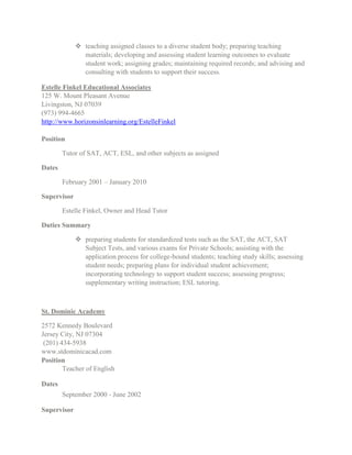 ACV Work Experience | PDF