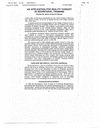 Journal of Reality Therapy - An Application for Reality Therapy in ...