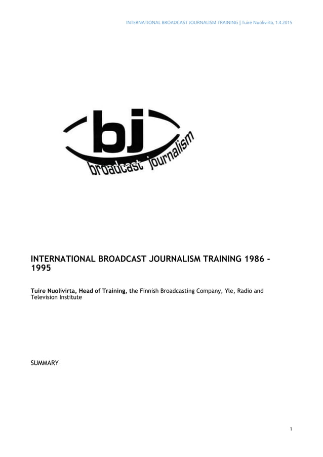 BROADCAST JOURNALISM TRAINING | DOCX | Talk Show | Genres