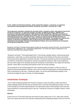 BROADCAST JOURNALISM TRAINING | DOCX | Talk Show | Genres