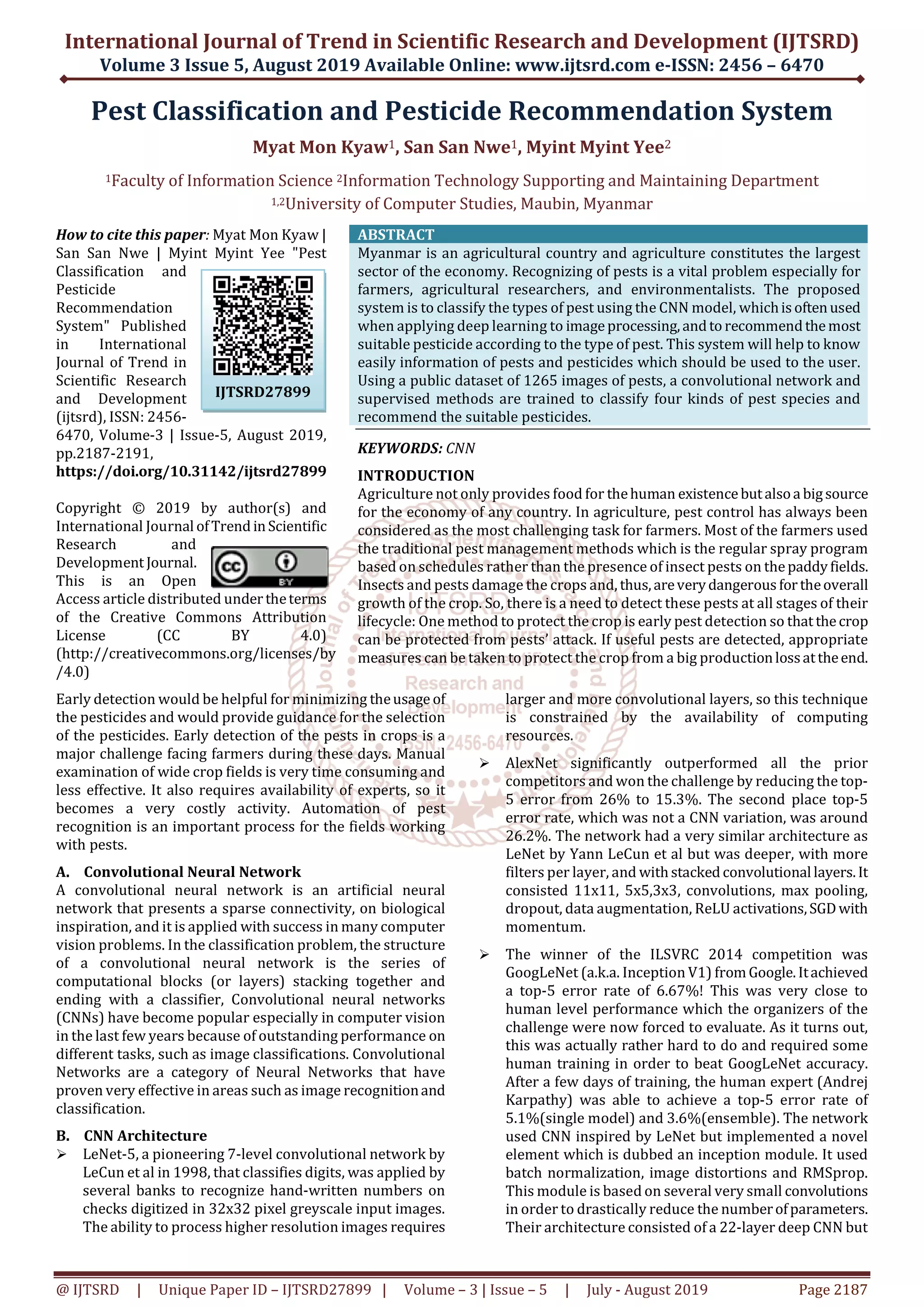 Pest Classification and Pesticide Recommendation System | PDF ...