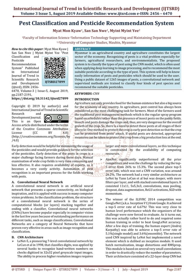 Pest Classification and Pesticide Recommendation System | PDF ...