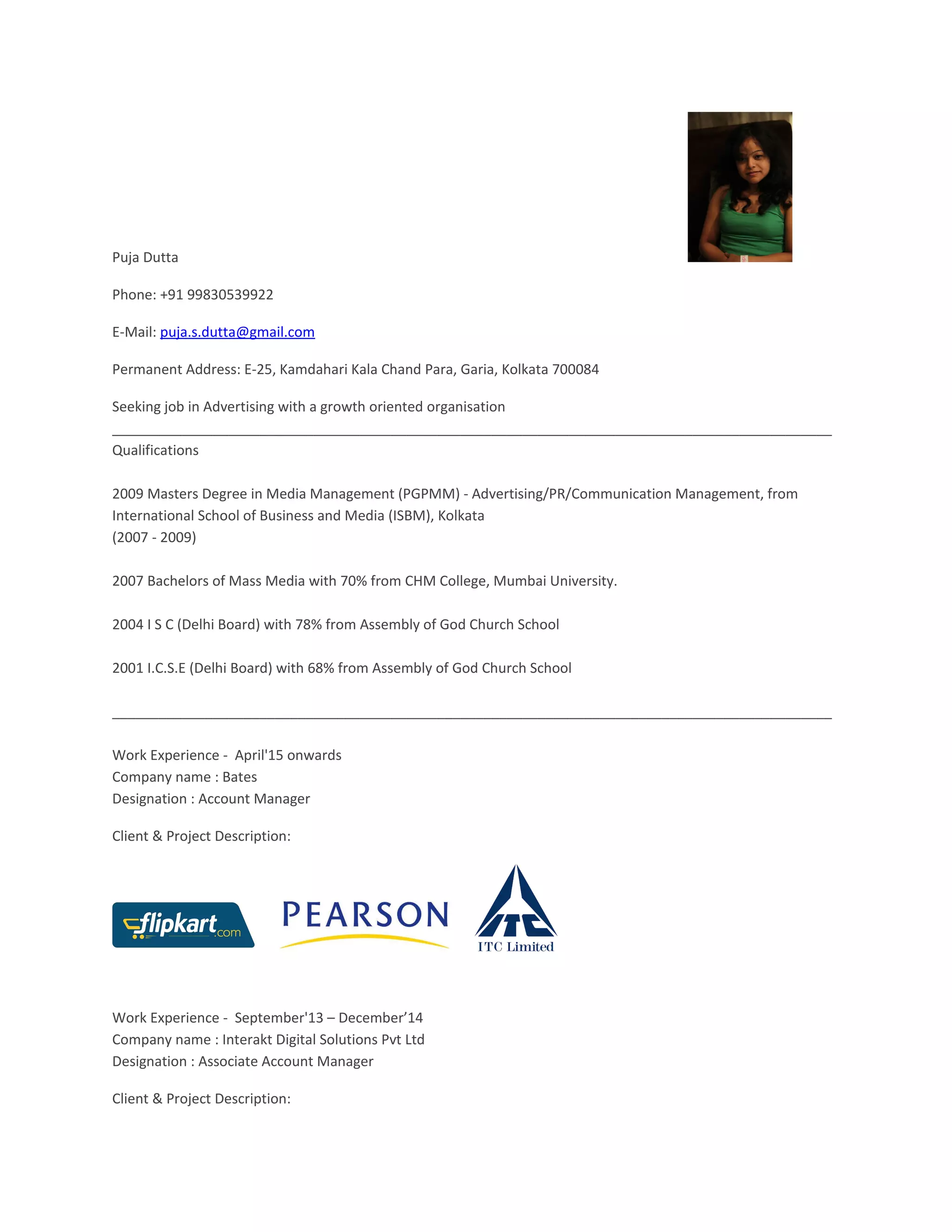 Puja Dutta CV | PDF