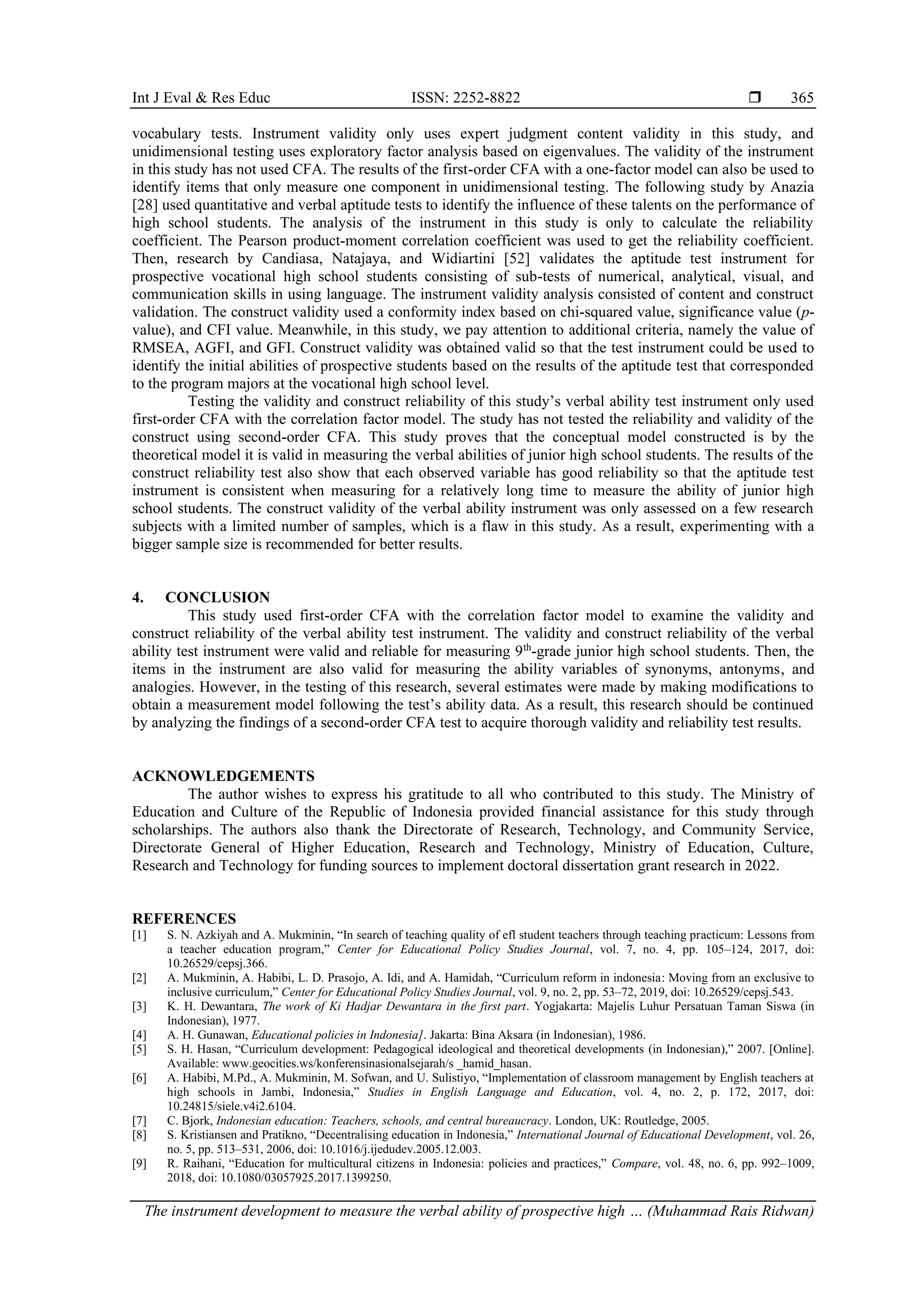 The instrument development to measure the verbal ability of prospective ...
