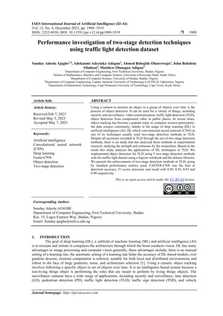 Performance investigation of two-stage detection techniques using traffic light detection ...