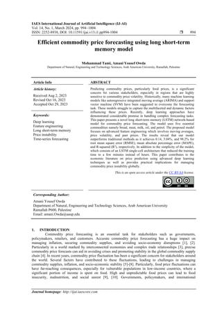 Efficient commodity price forecasting using long short-term memory model | PDF