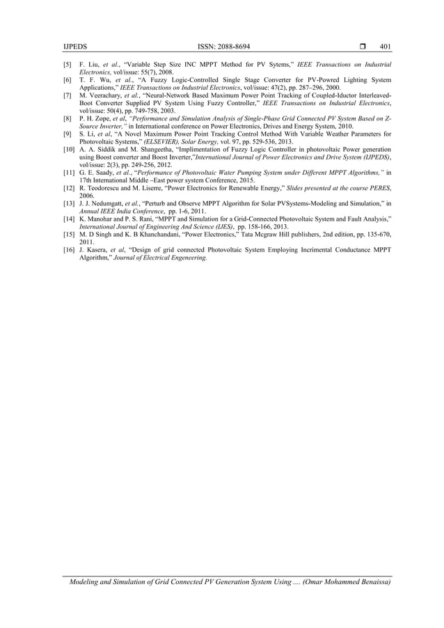 Modeling and Simulation of Grid Connected PV Generation System Using Matlab/Simulink | PDF