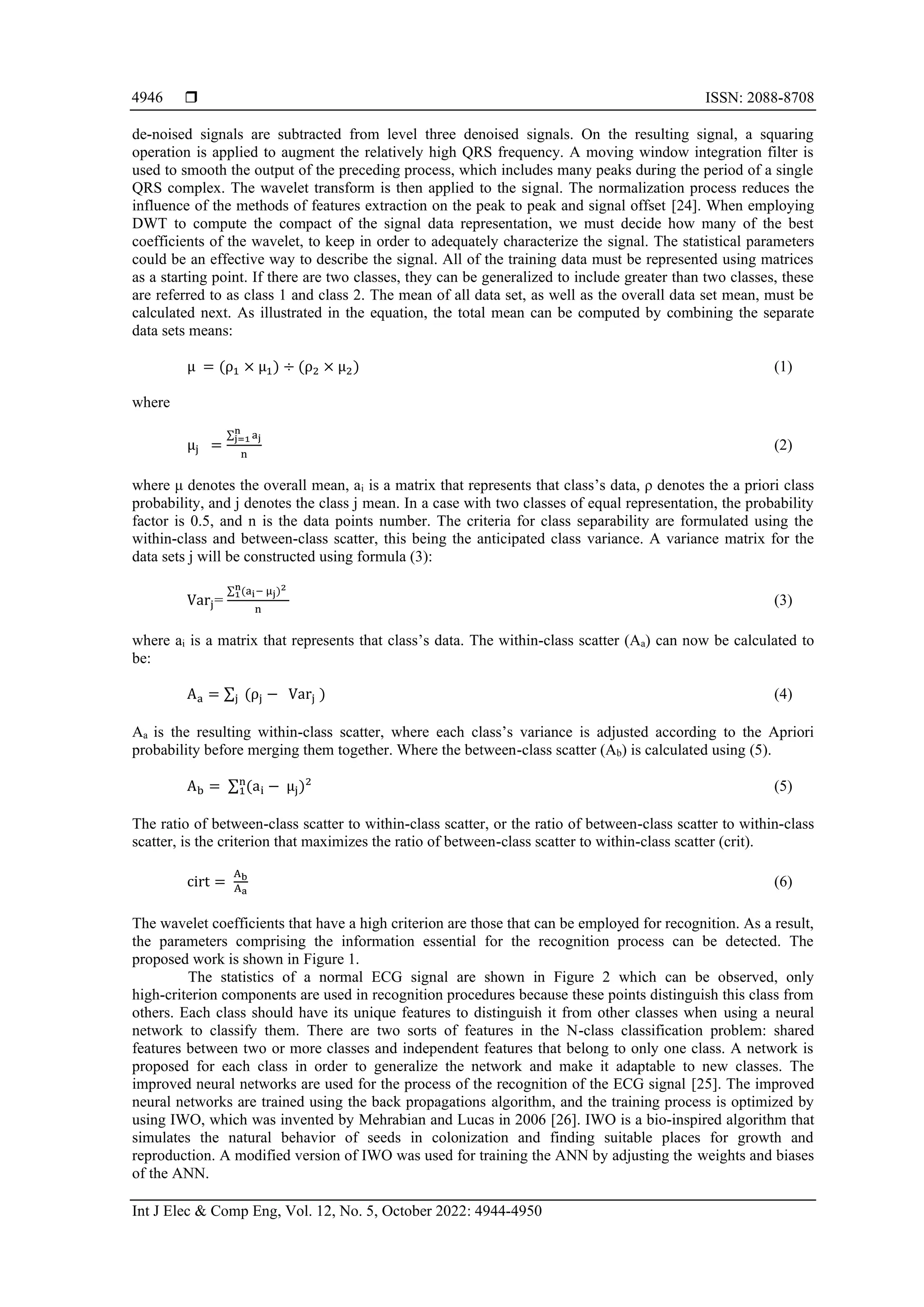 Electrocardiograph Signal Recognition Using Wavelet Transform Based On Optimized Neural Network