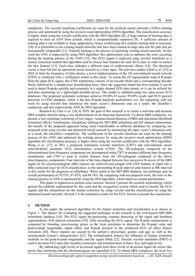 Electrocardiograph Signal Recognition Using Wavelet Transform Based On Optimized Neural Network